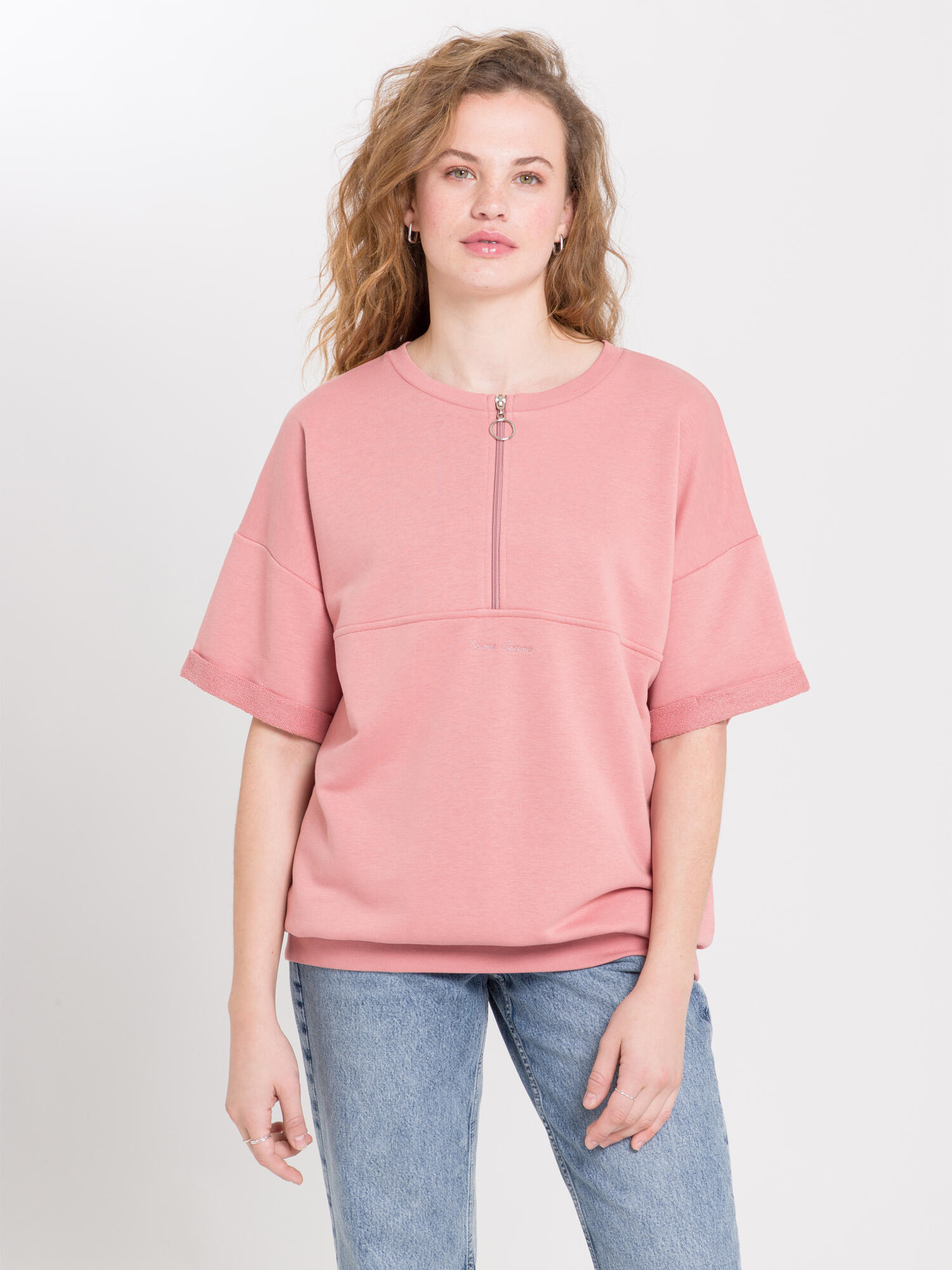 Bluza damska brzoskwiniowa z krótkim rękawem 65335-303 PEACH